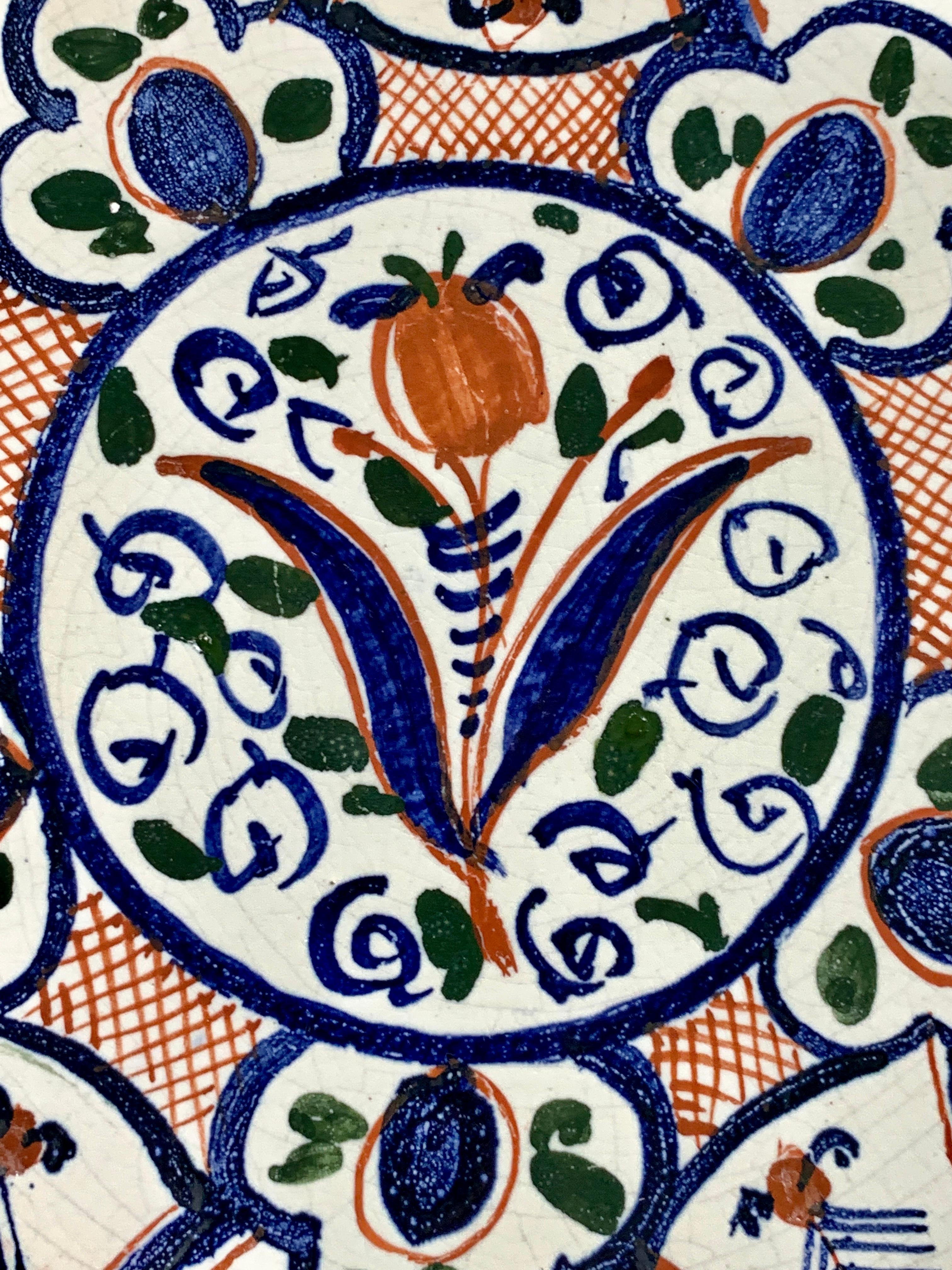 Large Red and Blue Dutch Delft Charger with Imari Colors Made Circa ...