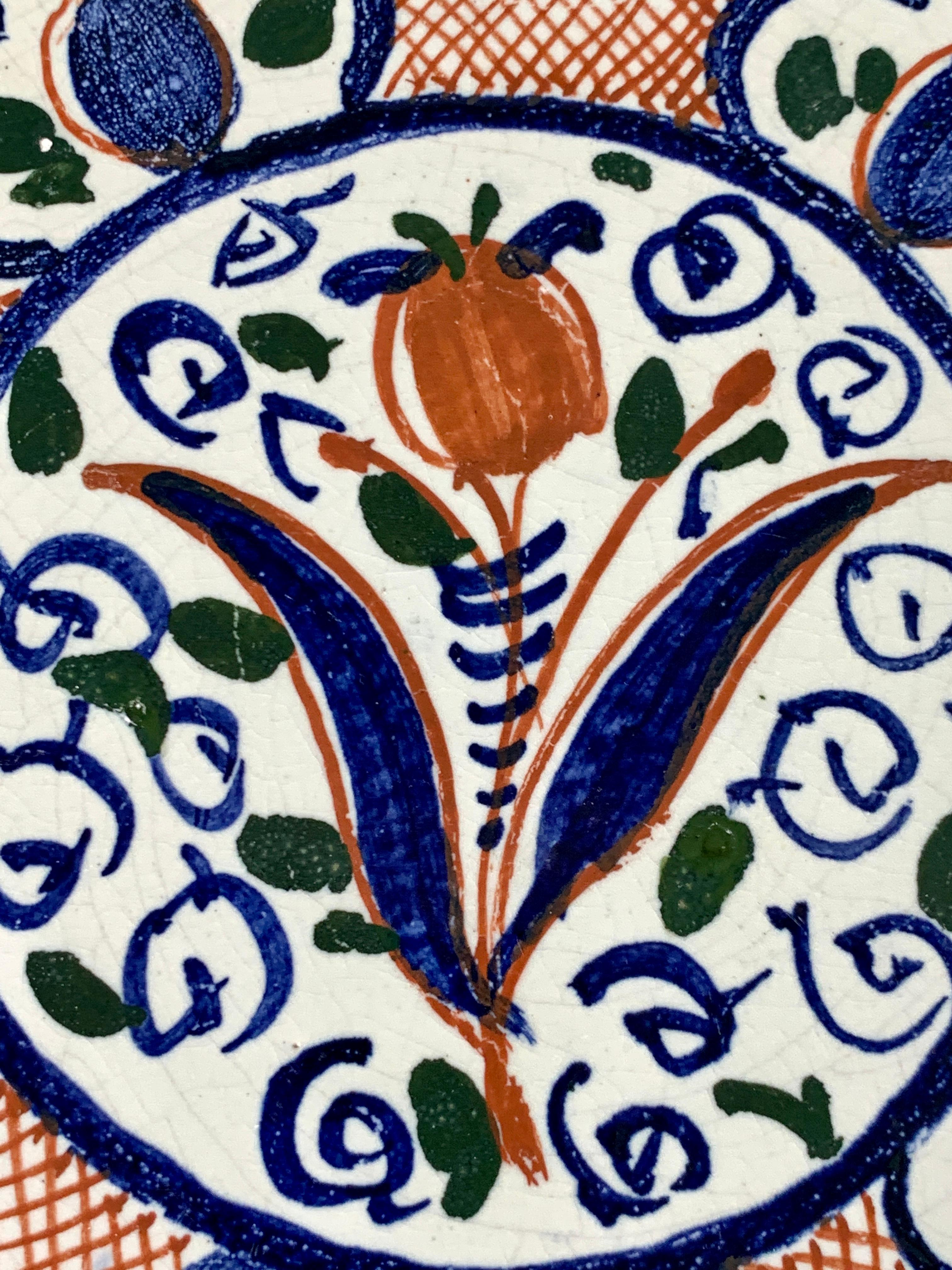 Large Red and Blue Dutch Delft Charger with Imari Colors Made Circa ...