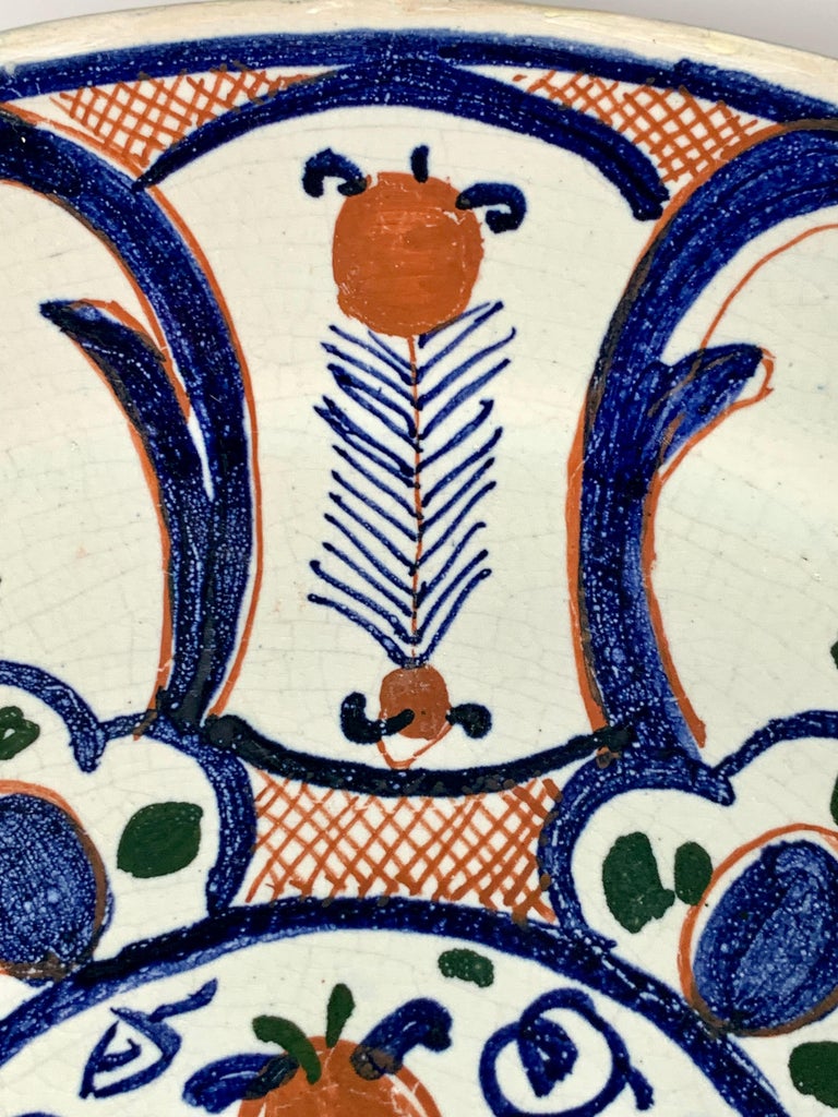 Large Red and Blue Dutch Delft Charger with Imari Colors Made Circa ...