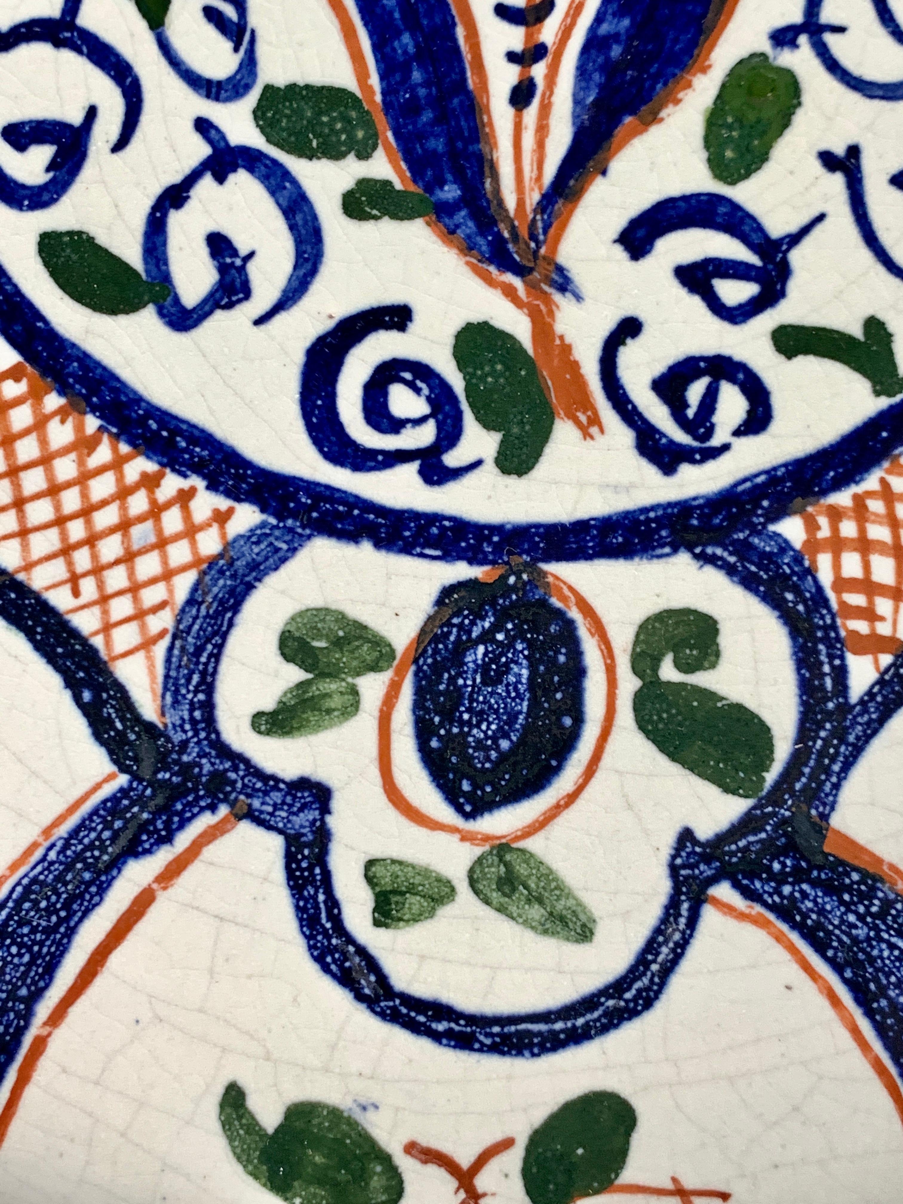 Large Red and Blue Dutch Delft Charger with Imari Colors Made Circa ...