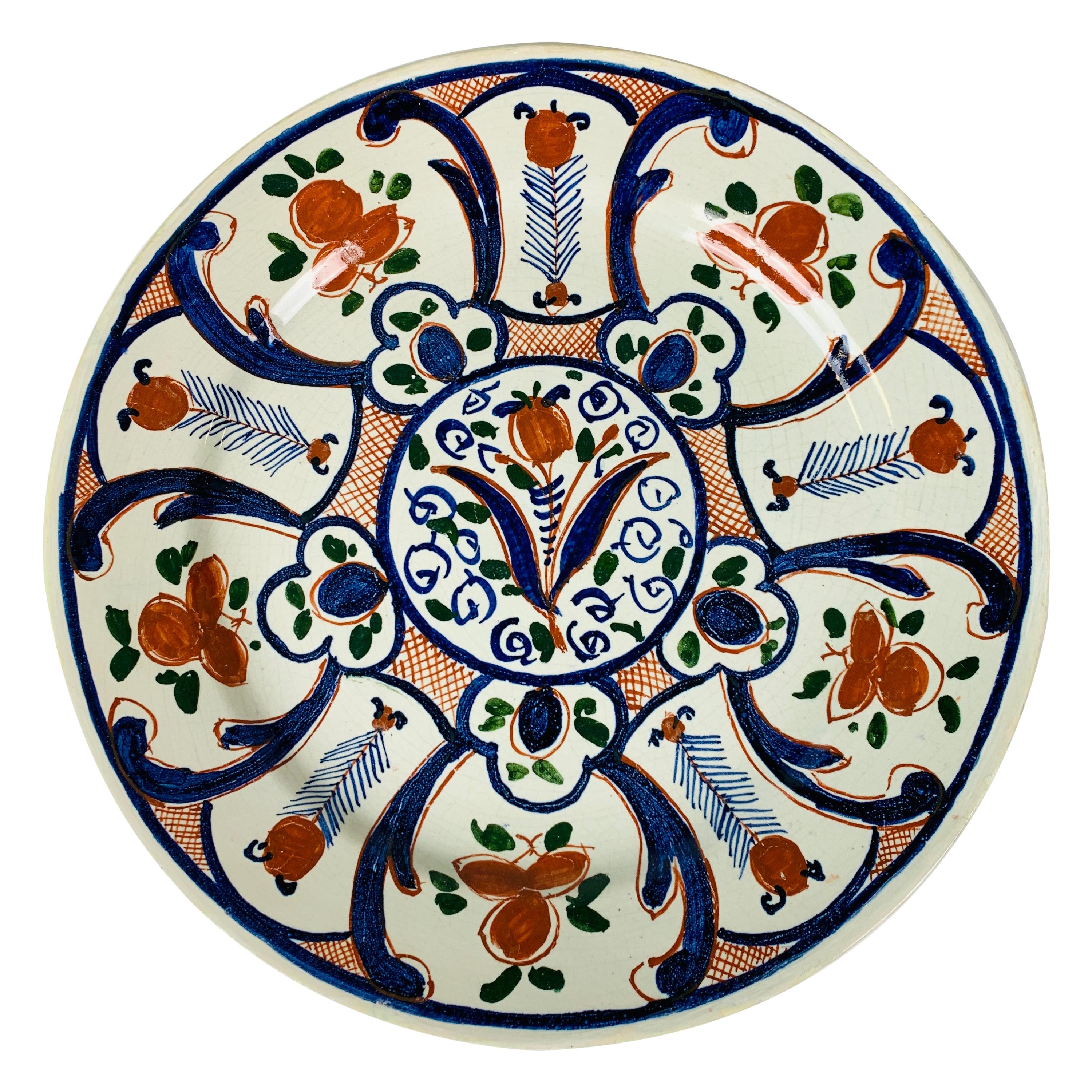Large Red and Blue Dutch Delft Charger with Imari Colors Made Circa ...