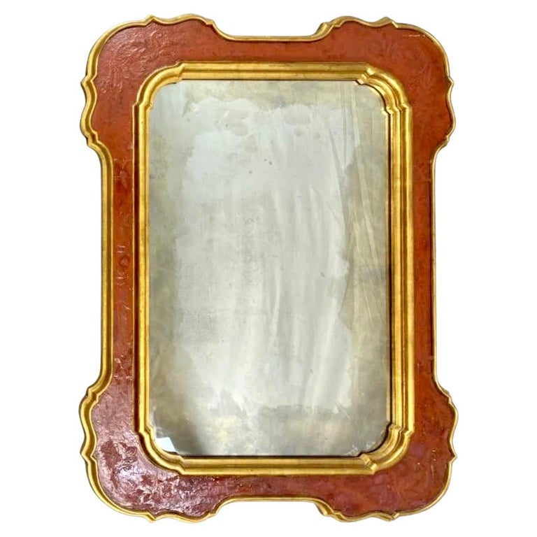 Large Red Chinoiserie Mirror For Sale at 1stDibs