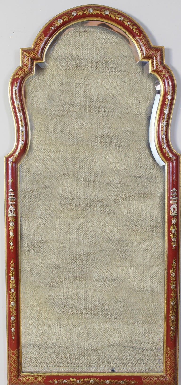 Large Red Chinoiserie Queen Anne Style Mirror at 1stDibs | queen anne ...