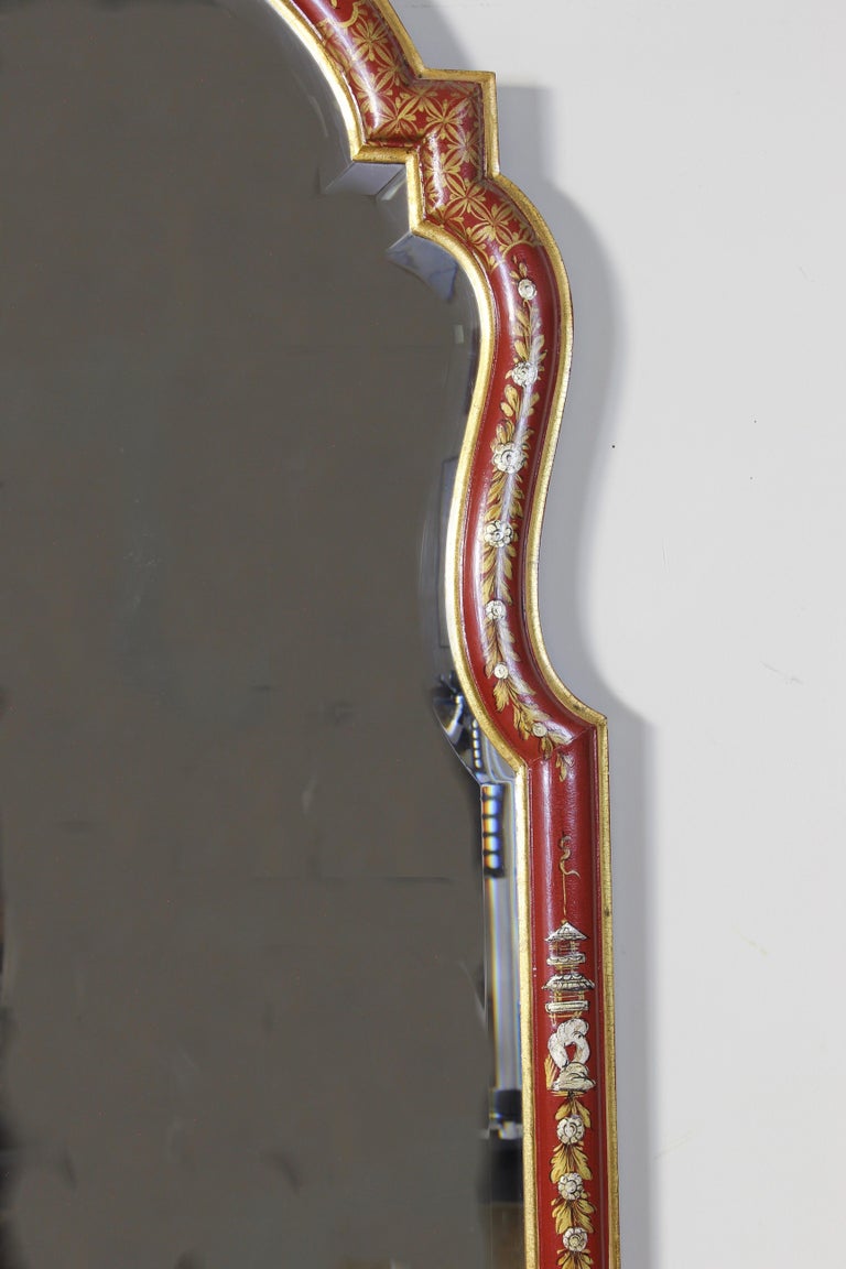 Large Red Chinoiserie Queen Anne Style Mirror at 1stDibs | queen anne ...