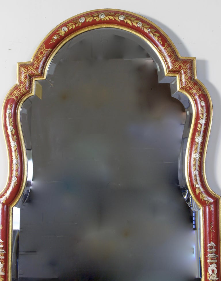 Large Red Chinoiserie Queen Anne Style Mirror at 1stDibs | queen anne ...