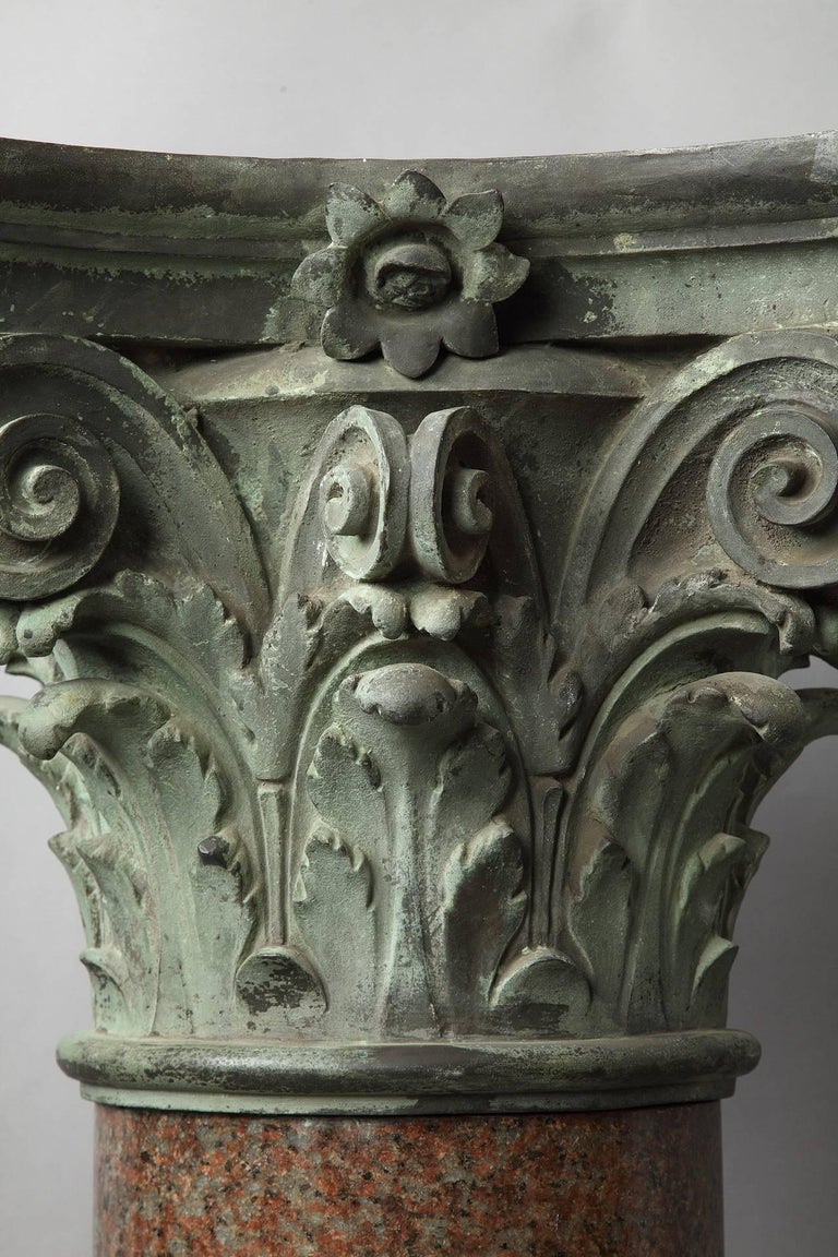 Large Red Granite and Bronze Column in Neoclassical Style For Sale at ...