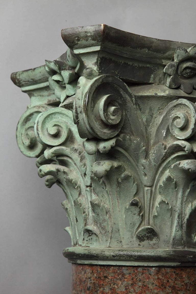 Large Red Granite and Bronze Column in Neoclassical Style For Sale at ...