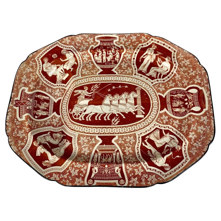 Large Red Greekware Platter with Well and Tree Made by Herculaneum ...