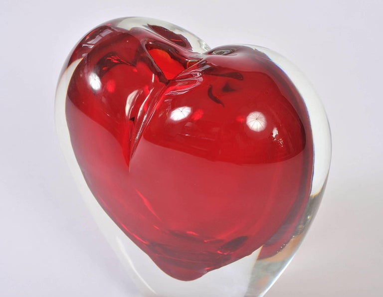 Large Red Italian Murano Heart Vase at 1stDibs