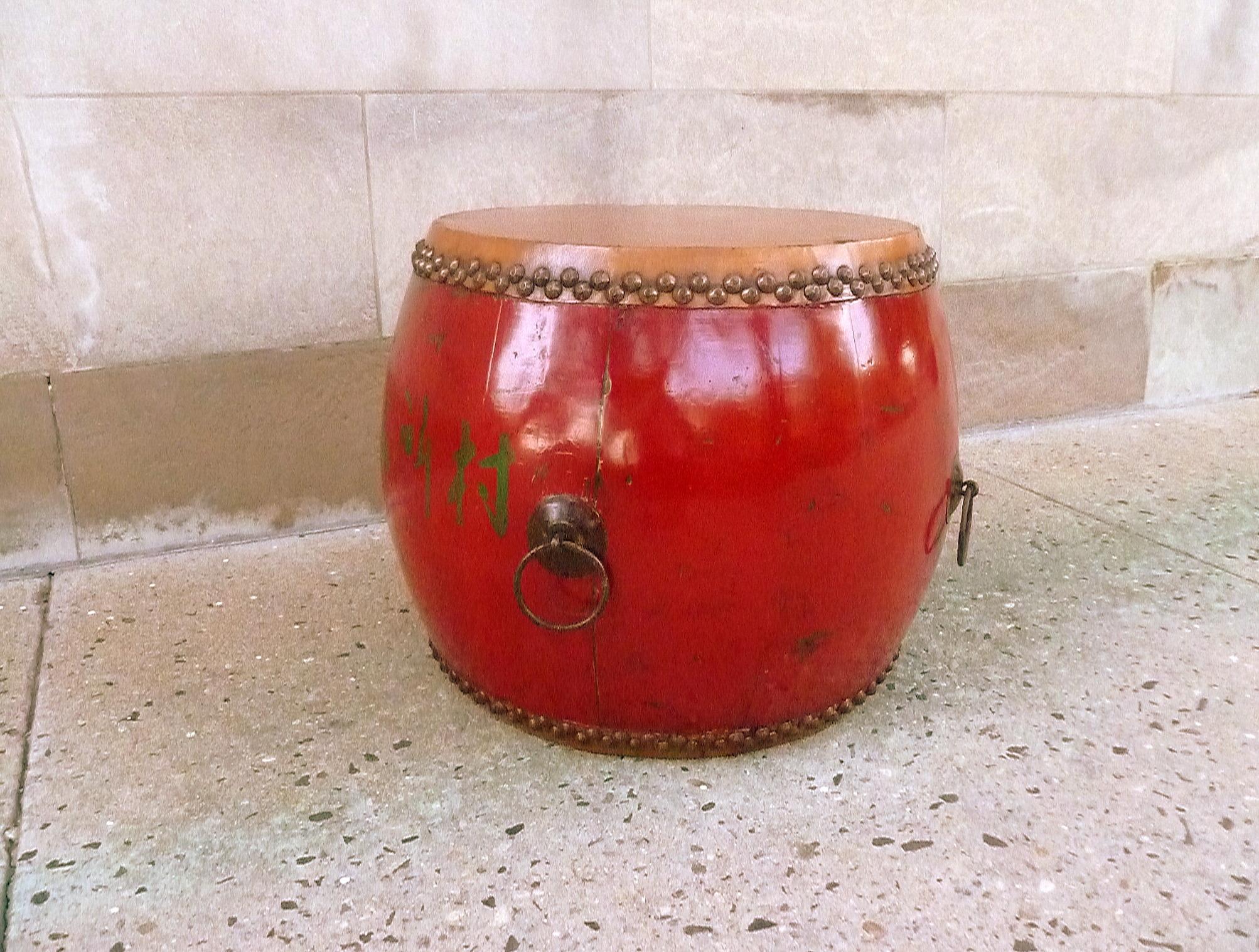Large Red Lacquer Drum For Sale at 1stDibs