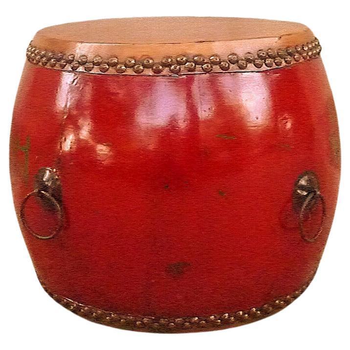 Large Red Lacquered Drum 26" For Sale at 1stDibs