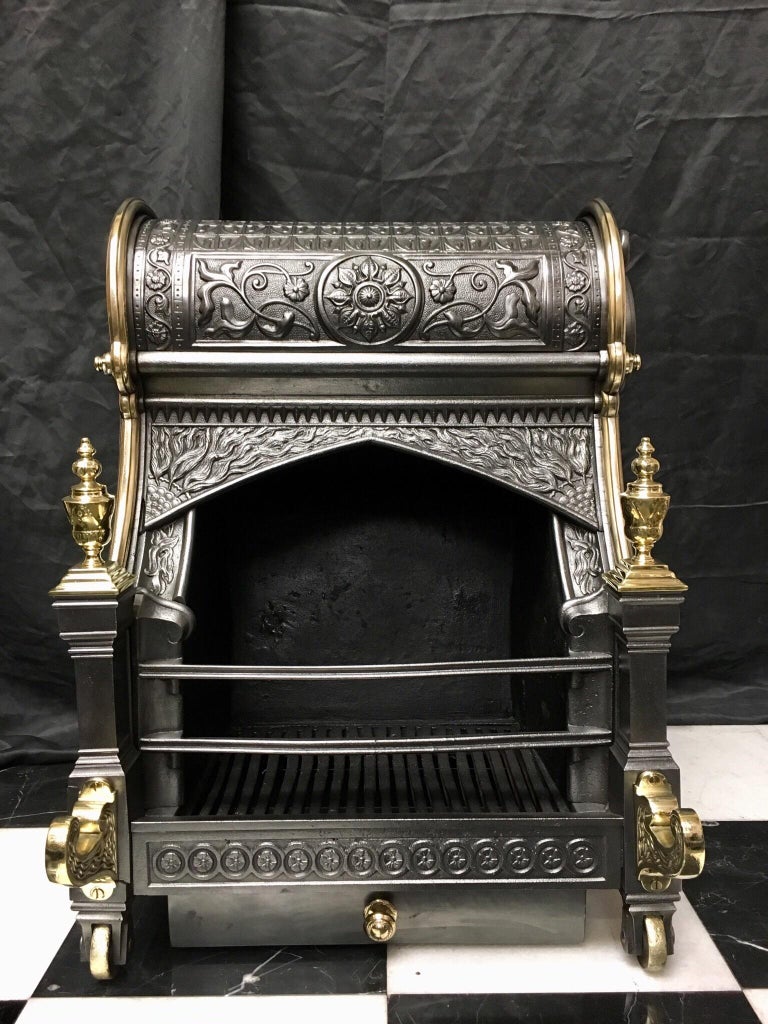 Large Renaissance Manner Antique Cast Iron and Bronze Hooded Fire ...