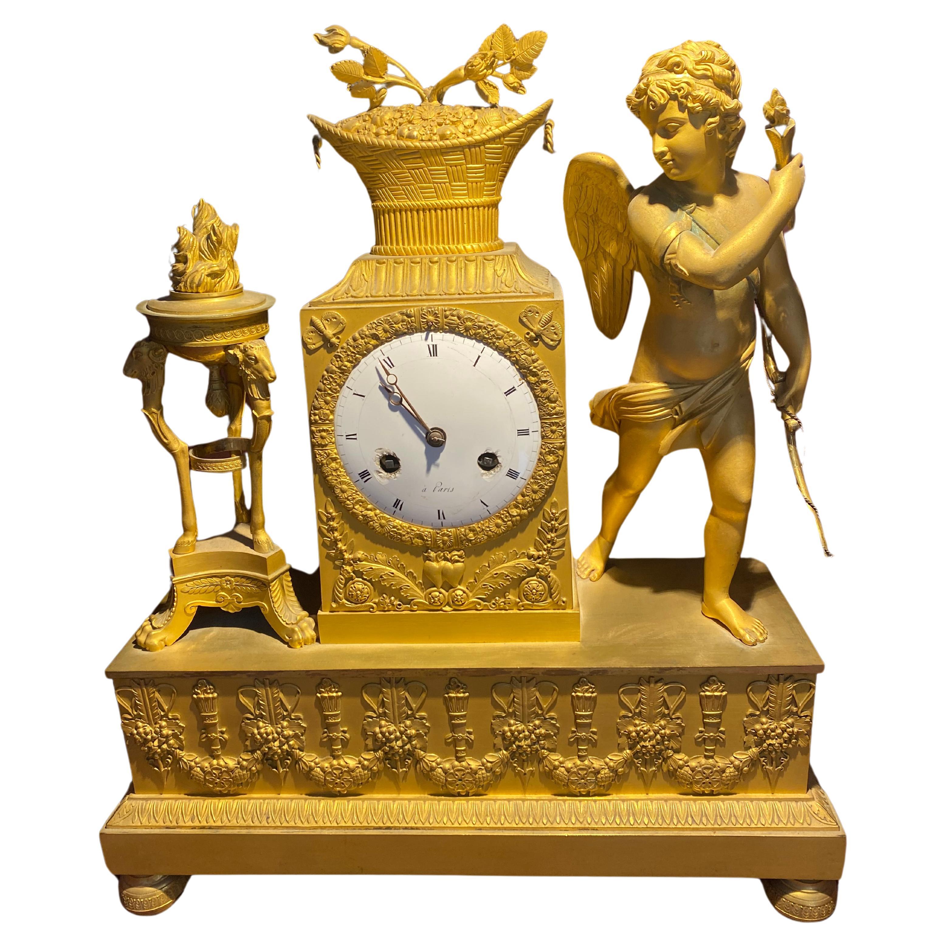 Pendulum Borne in Gilt Bronze, Allegory of the Goddess Hera, Period ...