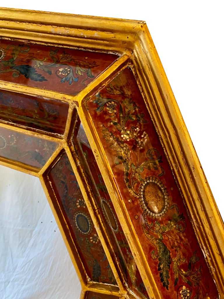 Large Reverse Painted Mirror For Sale at 1stDibs