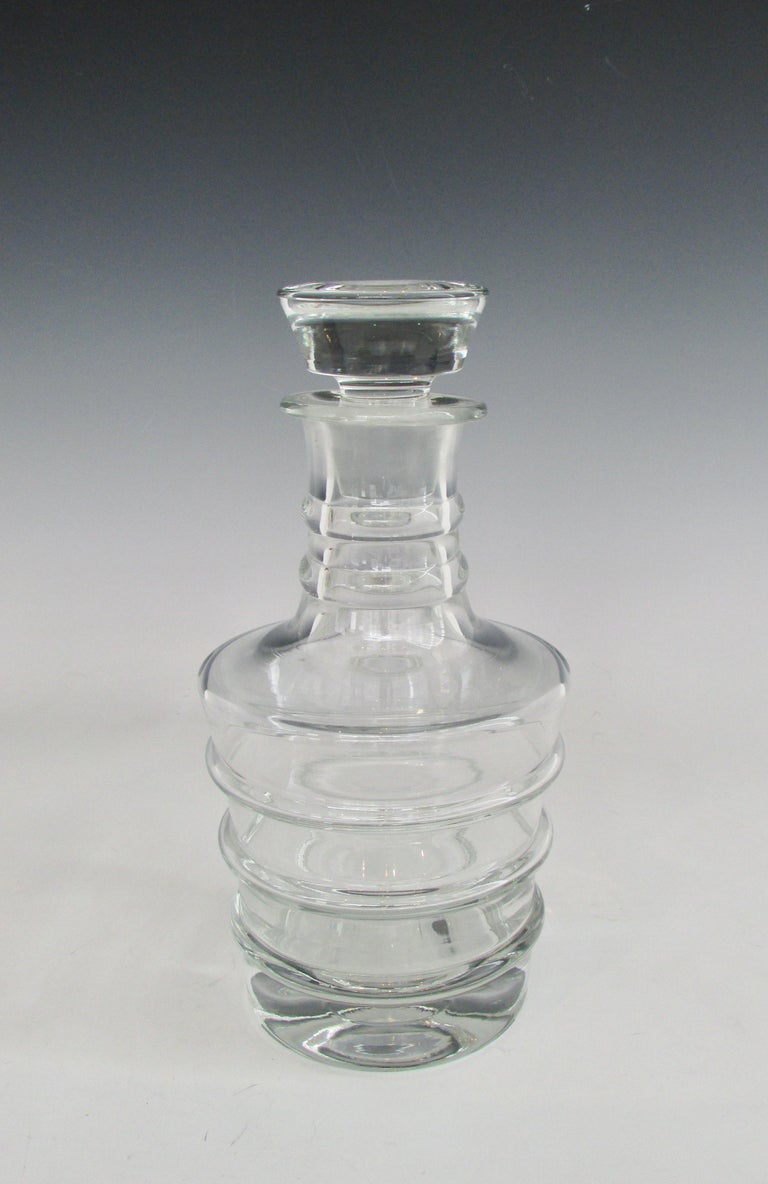 Large Ribbed Clear Glass Decanter with Stopper For Sale at 1stDibs ...