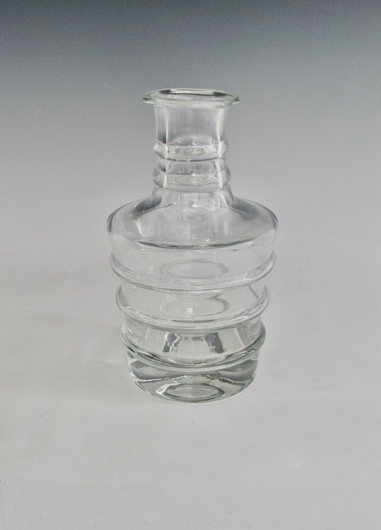 Large Ribbed Clear Glass Decanter with Stopper For Sale at 1stDibs ...