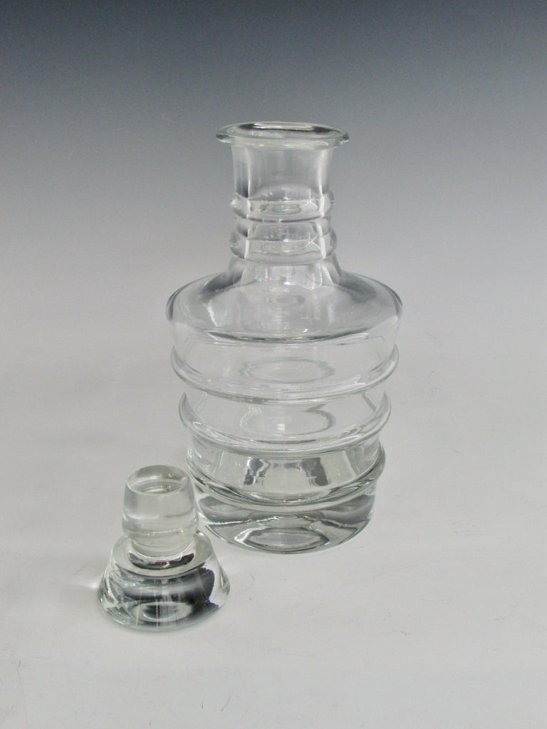 Large Ribbed Clear Glass Decanter with Stopper For Sale at 1stDibs ...