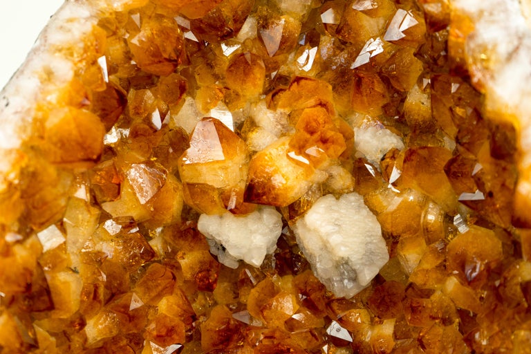 Large Rich Yellow Citrine Geode on Stand with a Delicate Flower For ...