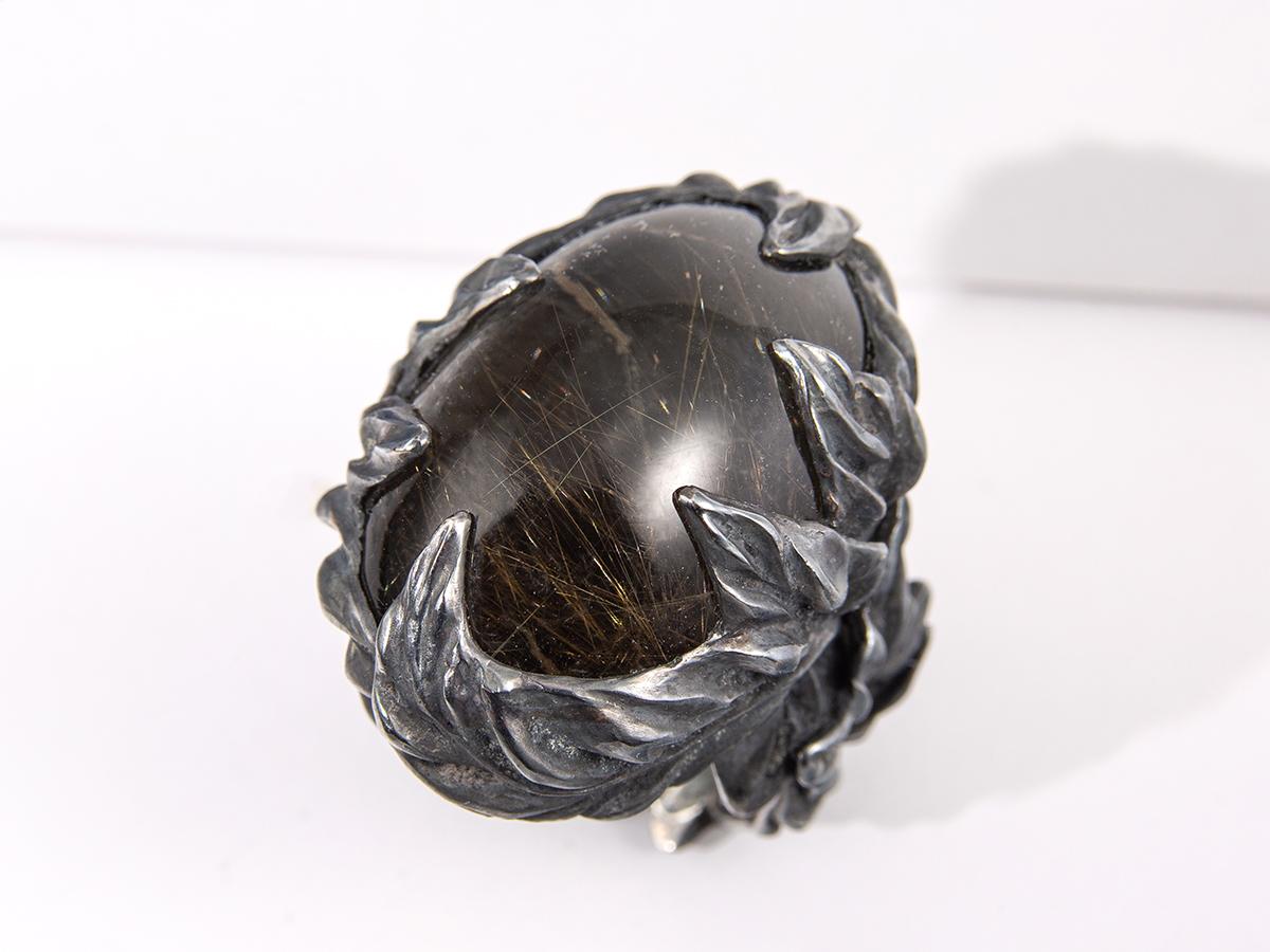 Large Ring Doublet Rutilated Quartz Labradorite Ivy Leaf Nature ...