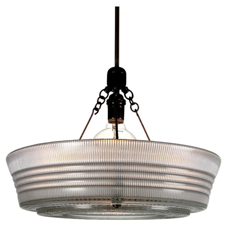 Large Ring Holophane Pendent For Sale at 1stDibs