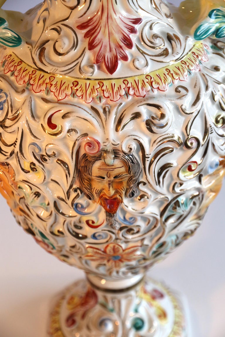 Large Rococo Capodimonte signed Porcelain Amphora Vase at 1stDibs ...