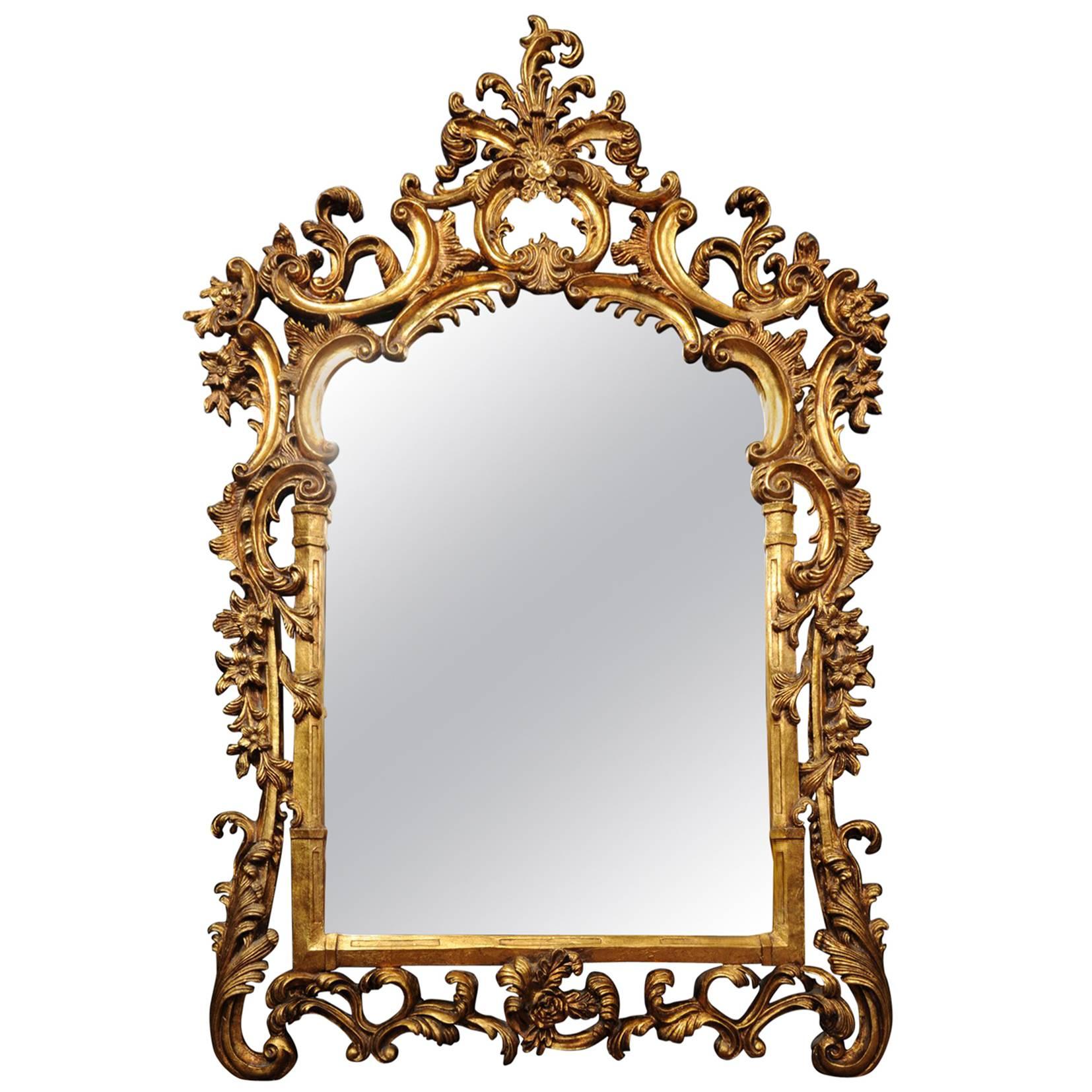 Large Rococo Carved Giltwood Mirror at 1stDibs