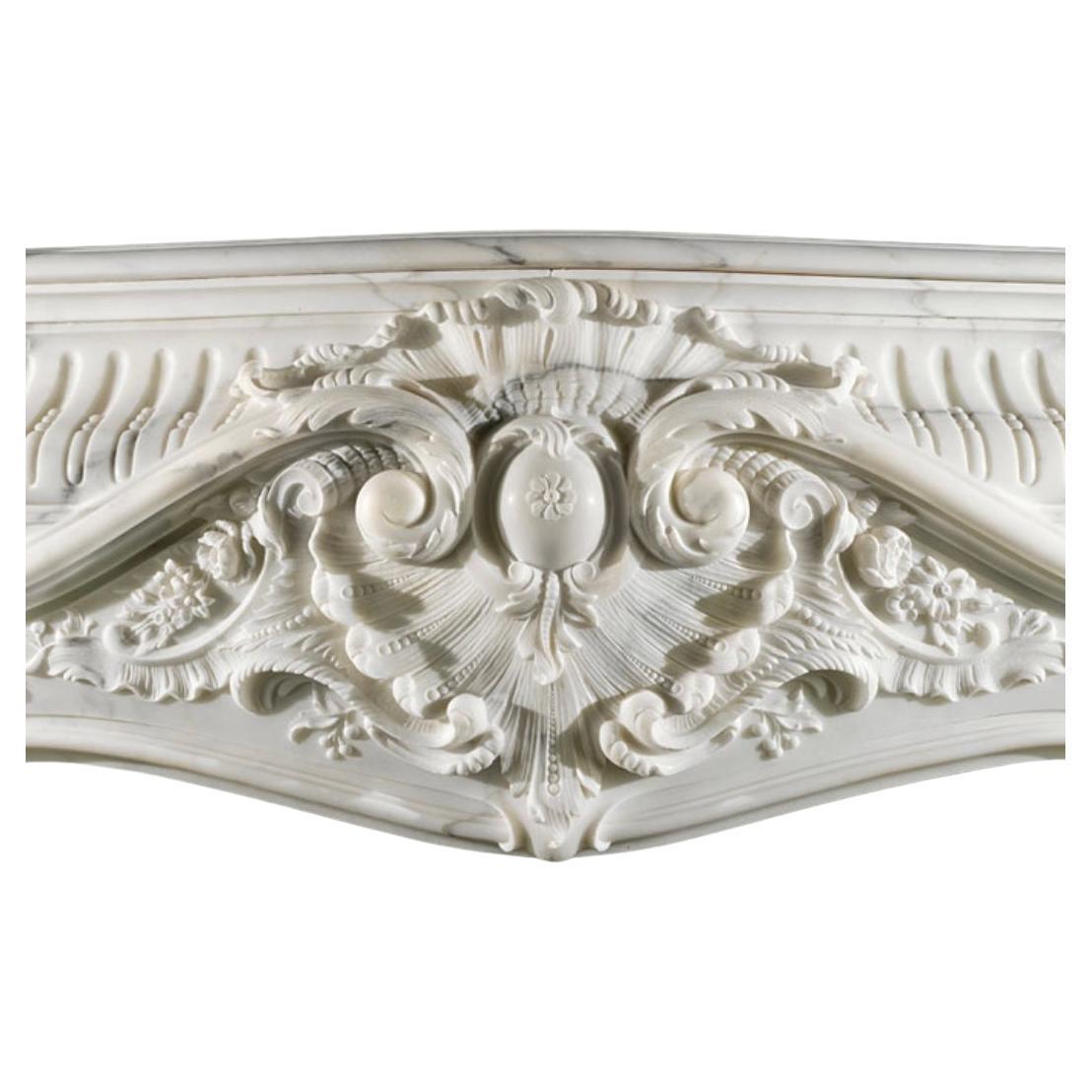 Large Rococo Style Baroquegg Marble Fireplace For Sale at 1stDibs