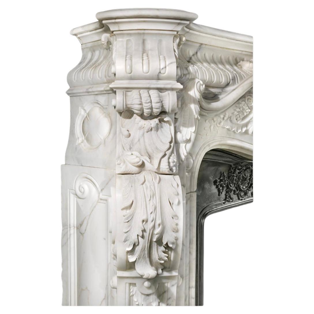 Large Rococo Style Baroquegg Marble Fireplace For Sale at 1stDibs