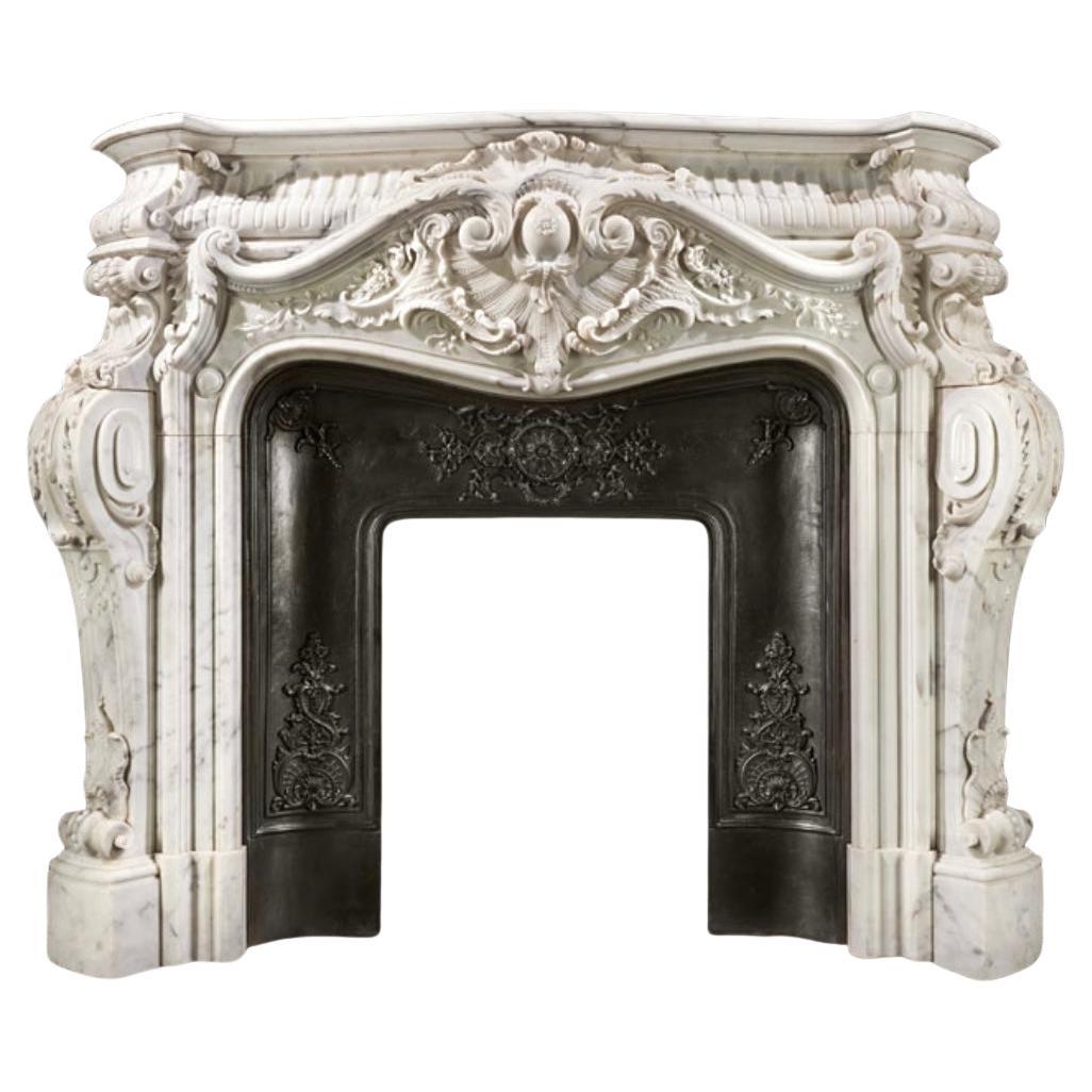 Large Rococo Style Baroquegg Marble Fireplace For Sale at 1stDibs