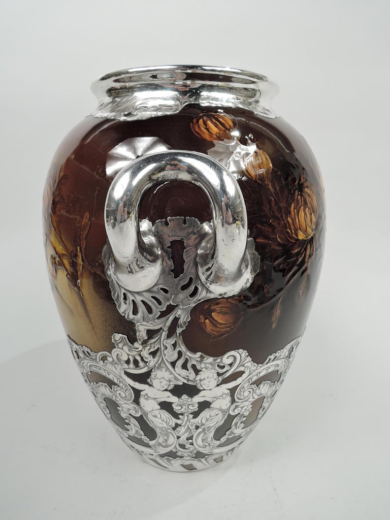 Large Rookwood Art Nouveau Craftsman Silver Overlay Urn Vase For Sale ...