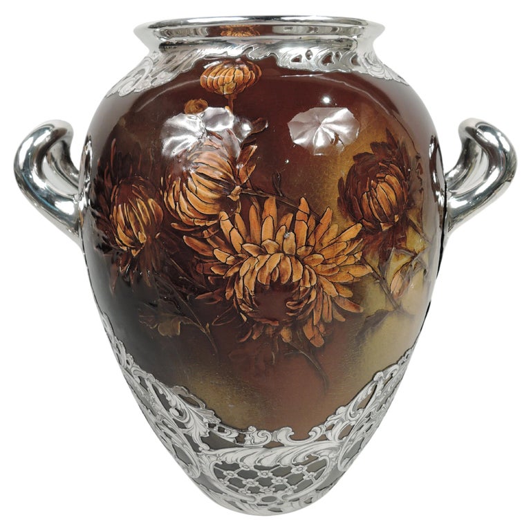 Large Rookwood Art Nouveau Craftsman Silver Overlay Urn Vase For Sale ...