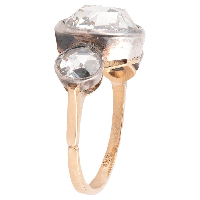Large Rose-Cut Diamond Solitaire Ring For Sale at 1stDibs