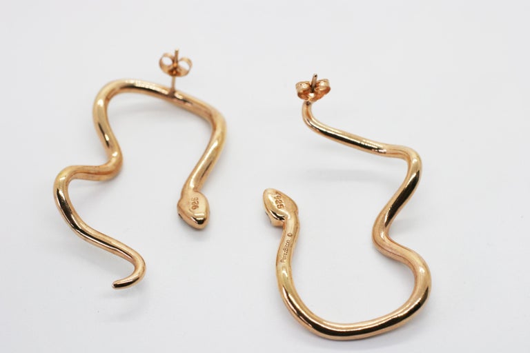 Large Rose Gold Plated Sterling Silver Signature Snake Hoops at 1stDibs