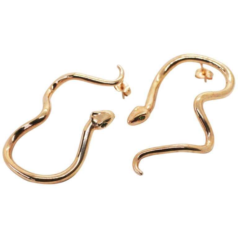 Large Rose Gold Plated Sterling Silver Signature Snake Hoops at 1stDibs