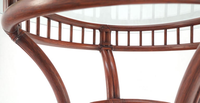 Large Round Bamboo Glass Top MCM Dining Dinette Table by McGuire MINT ...