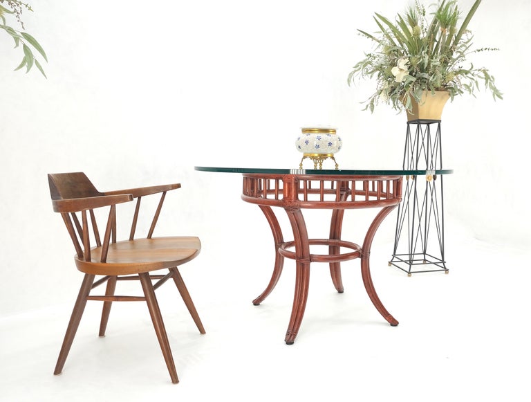 Large Round Bamboo Glass Top MCM Dining Dinette Table by McGuire MINT ...