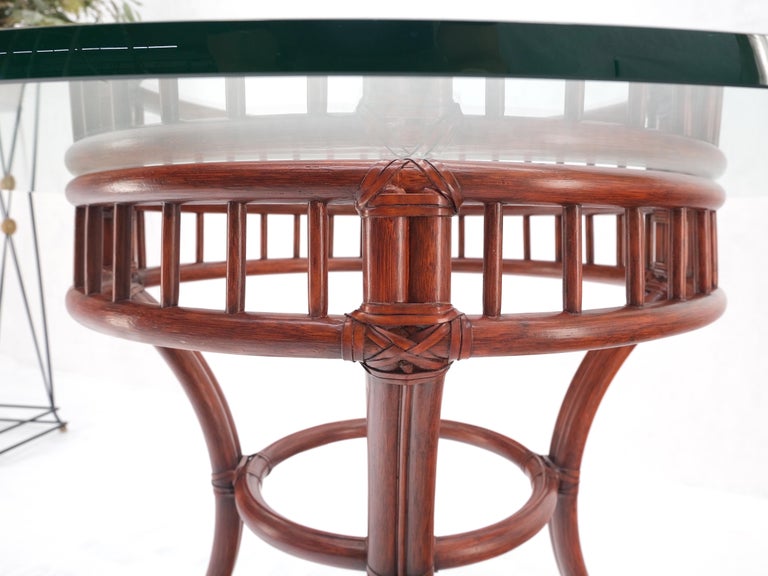 Large Round Bamboo Glass Top MCM Dining Dinette Table by McGuire MINT ...