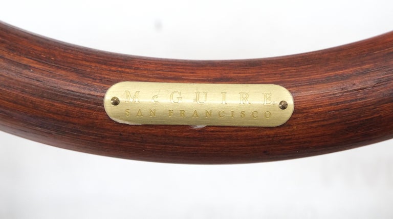 Large Round Bamboo Glass Top MCM Dining Dinette Table by McGuire MINT ...