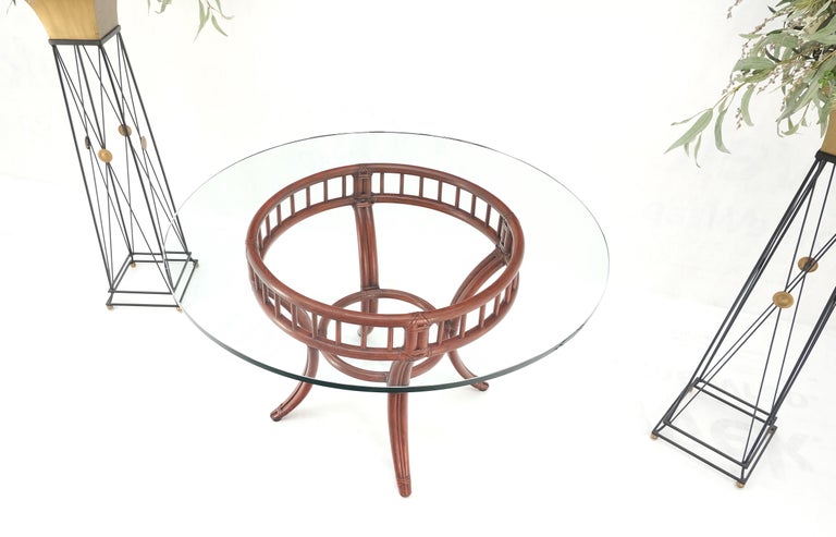 Large Round Bamboo Glass Top MCM Dining Dinette Table by McGuire MINT ...