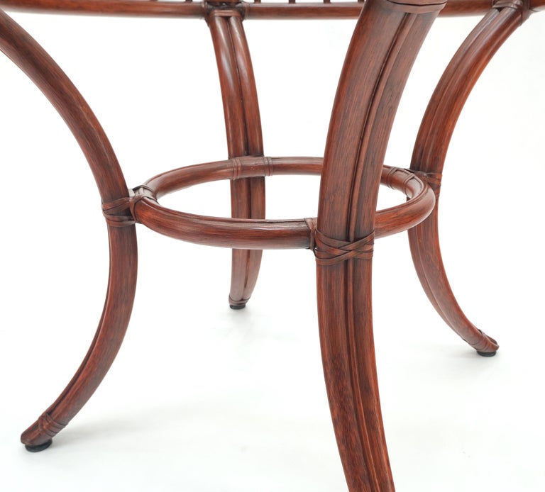 Large Round Bamboo Glass Top MCM Dining Dinette Table by McGuire MINT ...