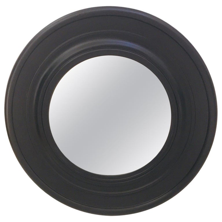 Large Round Black Painted Mirror For Sale at 1stDibs