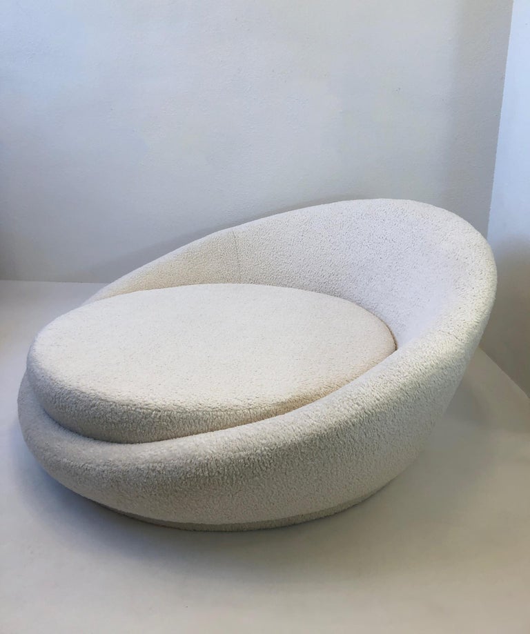 Large Round Boucle Satellite Chaise at 1stDibs