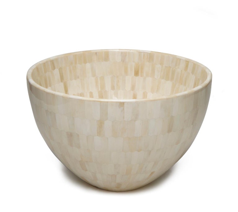 Large Round Bowls with Bone Marquetry For Sale at 1stDibs