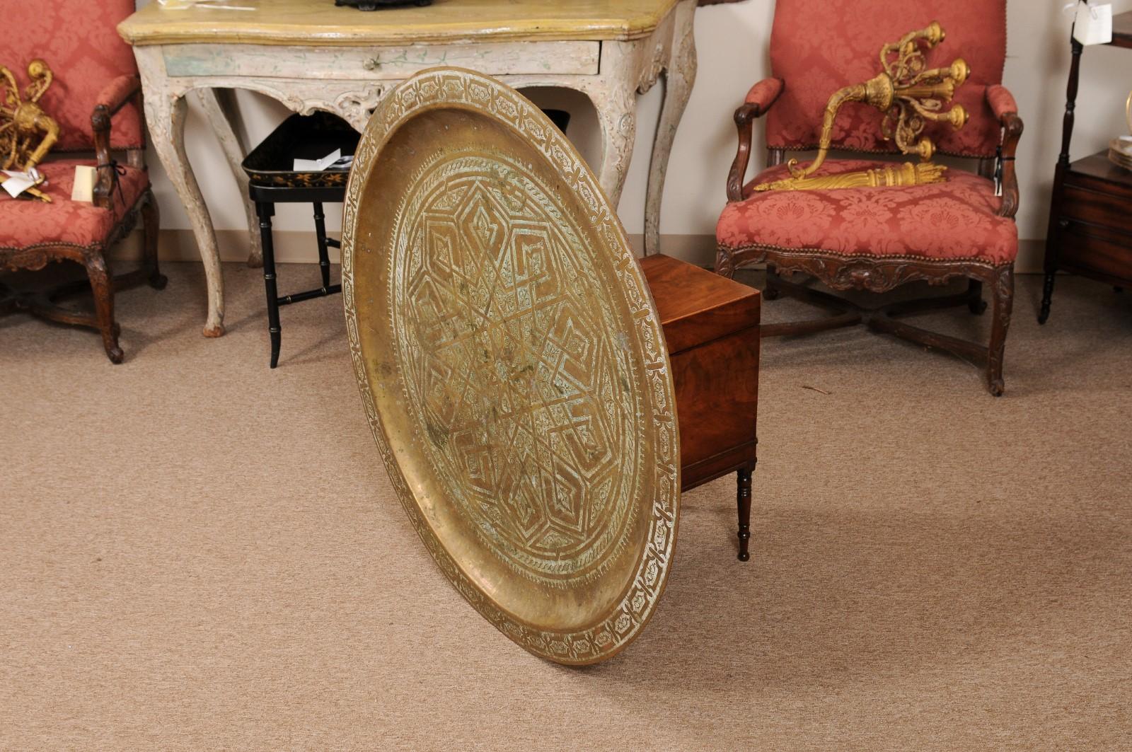 Large, Round, Engraved Brass Tray, Early 20th Century Anglo-Indian at ...