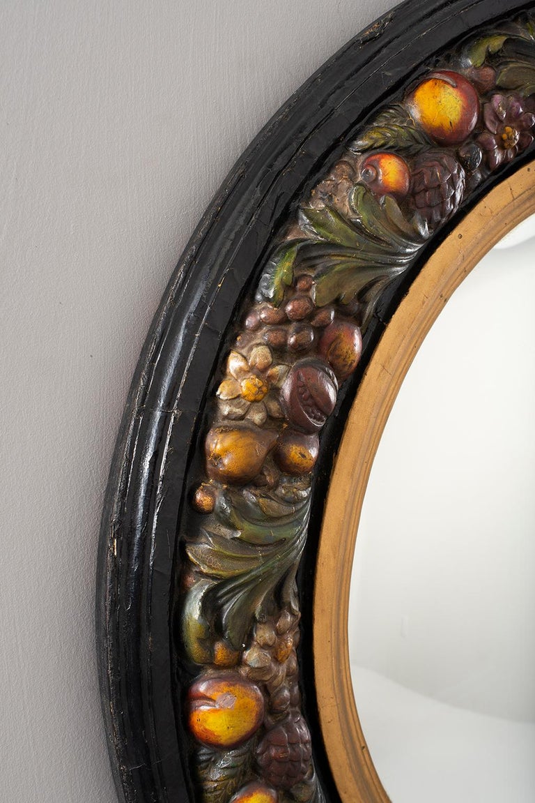 Large Round French Barbola Mirror at 1stDibs