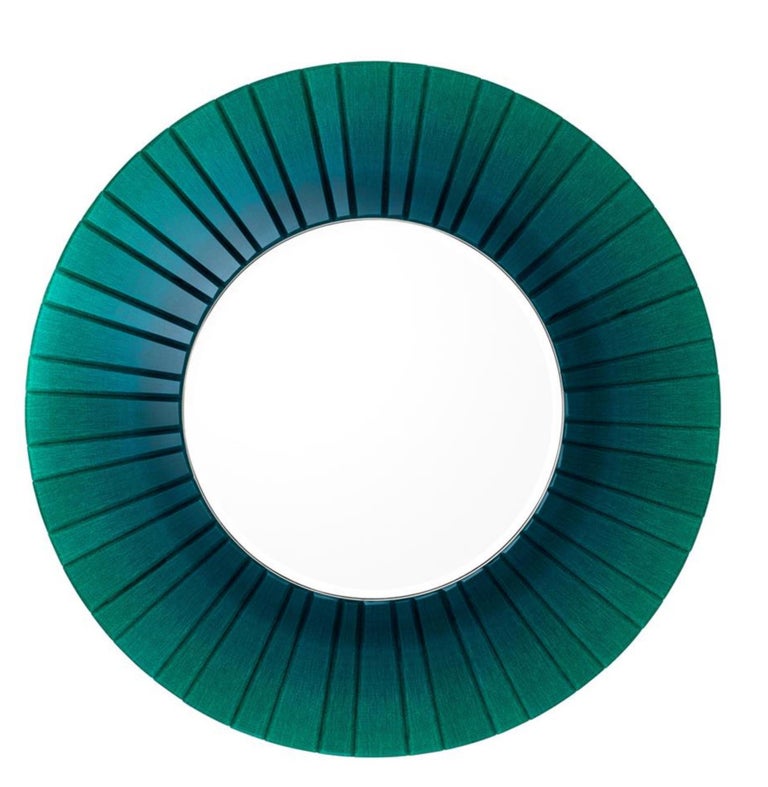 Large Round Green Glass Mirror at 1stDibs