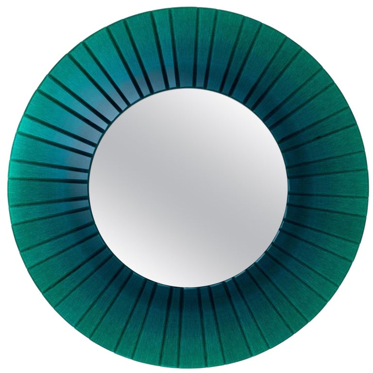 Large Round Green Glass Mirror at 1stDibs