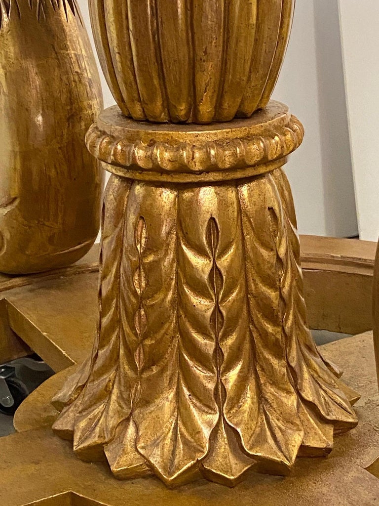 Large Round Marble Top Center with Gilt Wood Dolphin Base For Sale at ...