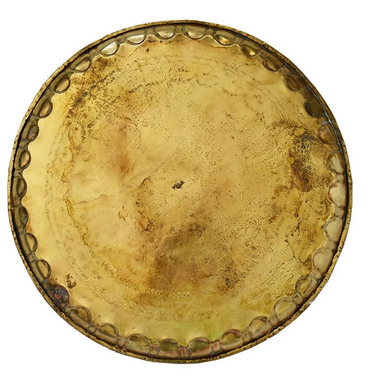Moroccan Round Hammered Brass Tea Tray at 1stDibs