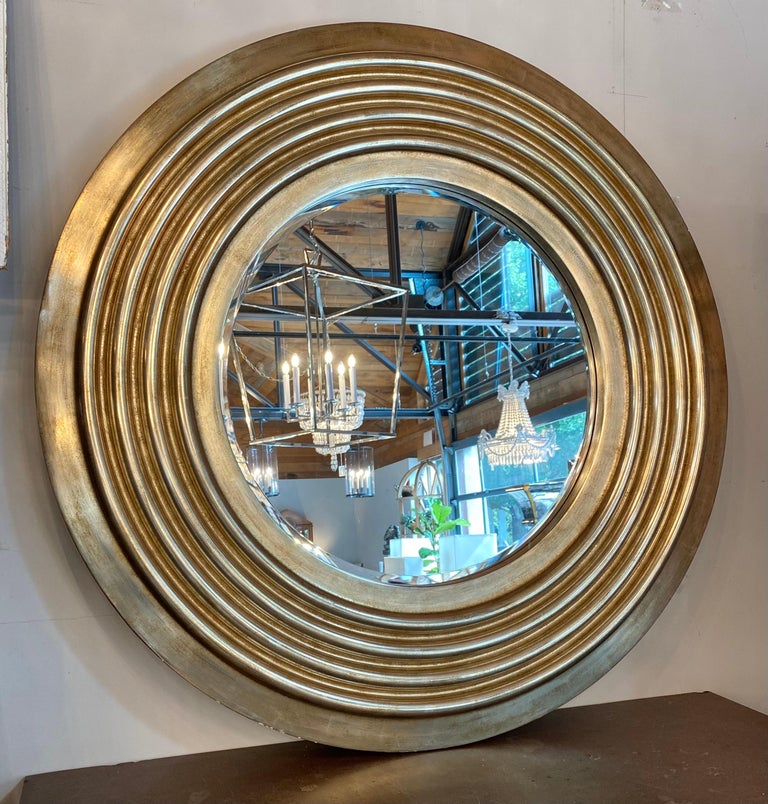 Large Round Mirror in Silver Leaf at 1stDibs